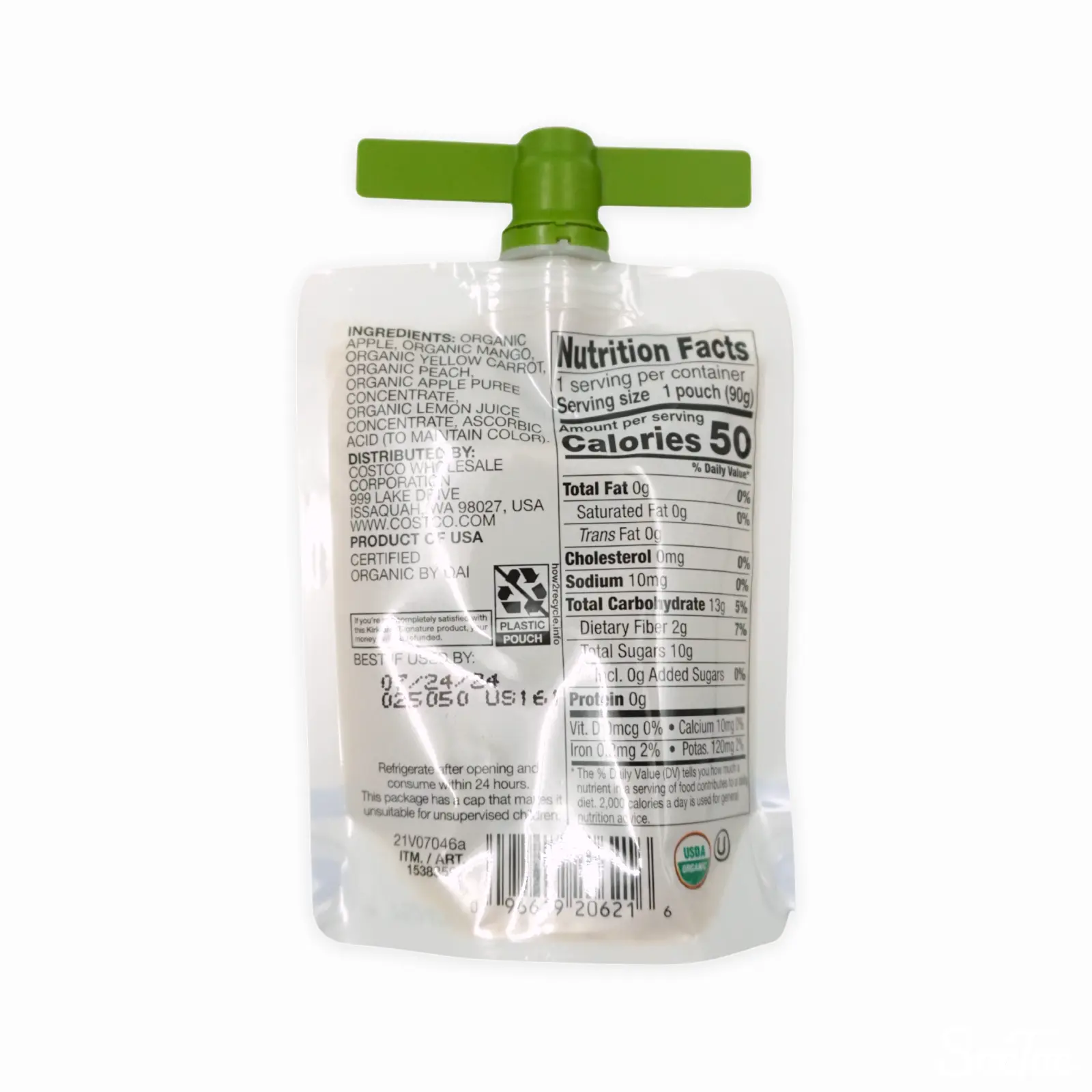 [バラ売り商品] KIRKLAND SIGNATURE オーガニック フルーツ&ベジタブルパウチ マンゴーミックス 90g x 1p | SocToc (ソックトック) | コストコ専門ネット ...